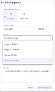 Time & Attendance - Missed Punch Reasons