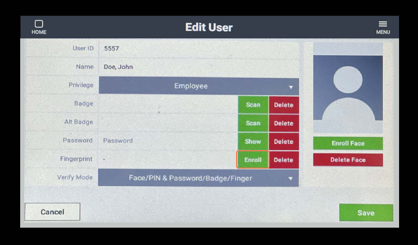How to Enroll Fingerprint (Advanced Clock)