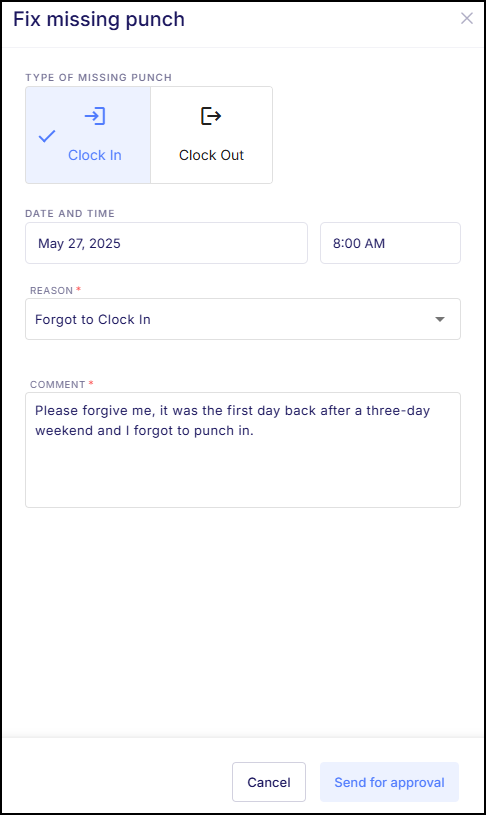 ESS Hub - How to Request a Missed Punch