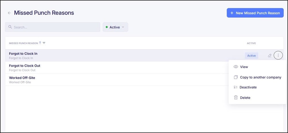 Time & Attendance - Missed Punch Reasons
