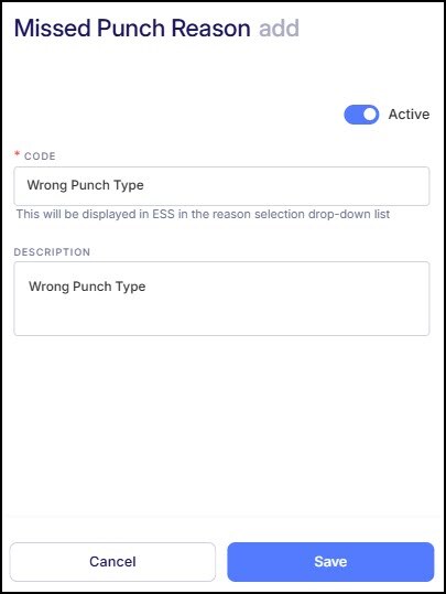 Time & Attendance - Missed Punch Reasons