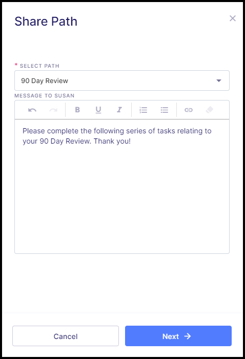 Sending Paths to Individual Employees