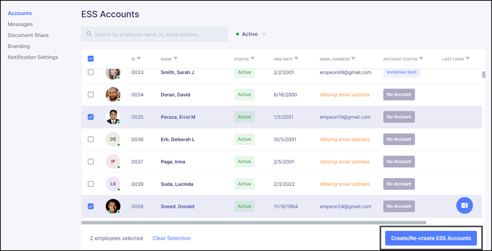 ESS Account Administration