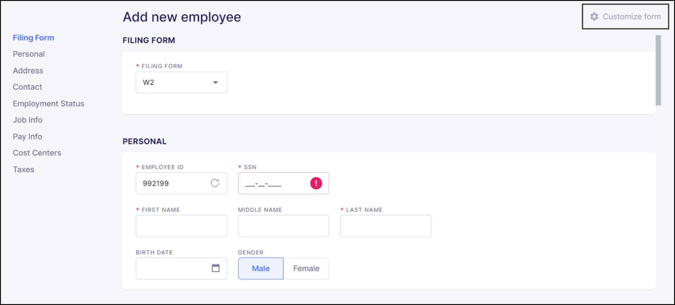 Adding a New Employee