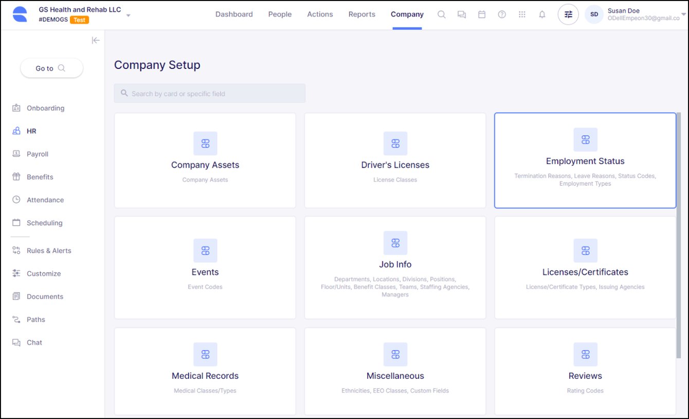 Status Codes, Reasons & Employment Types