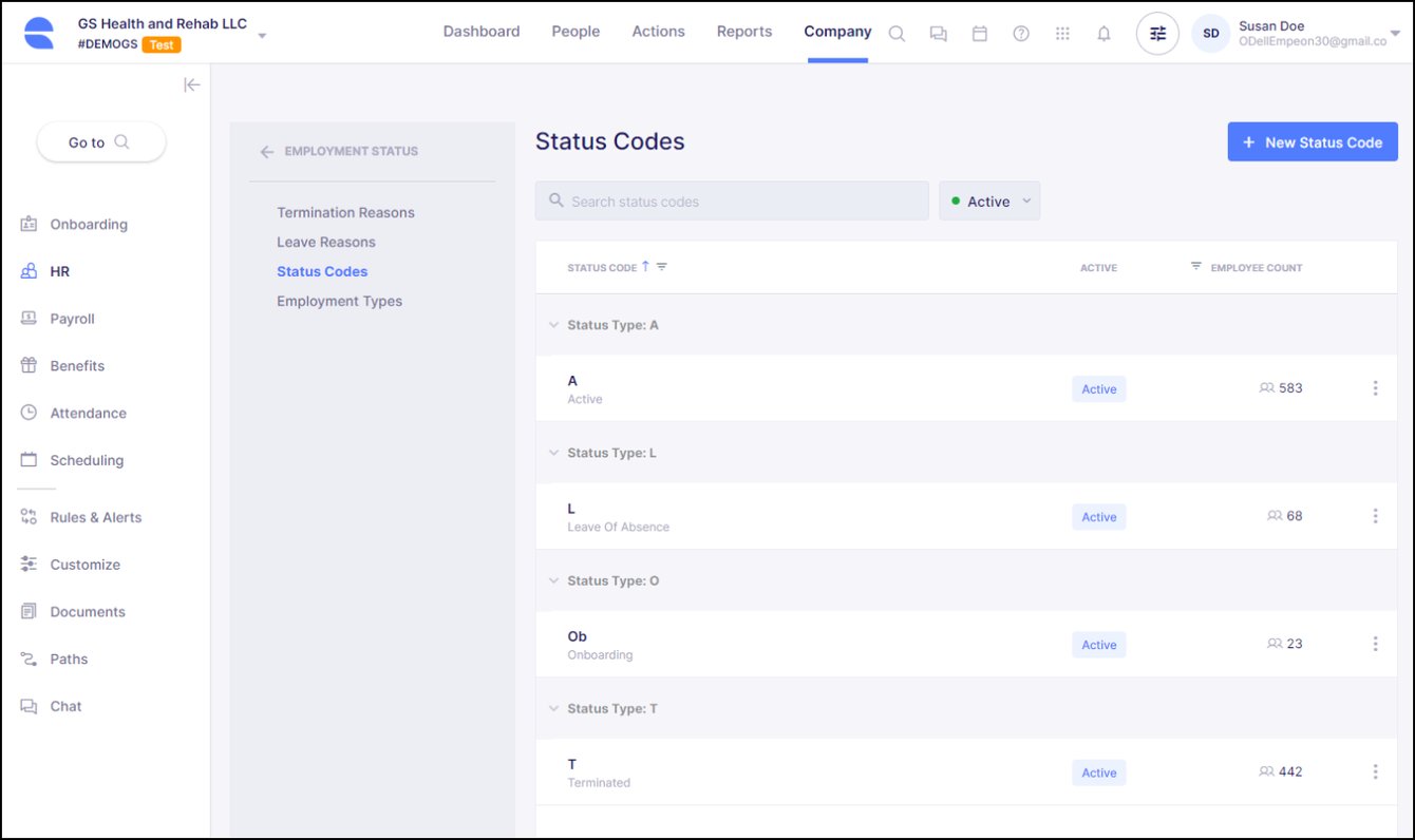 Status Codes, Reasons & Employment Types