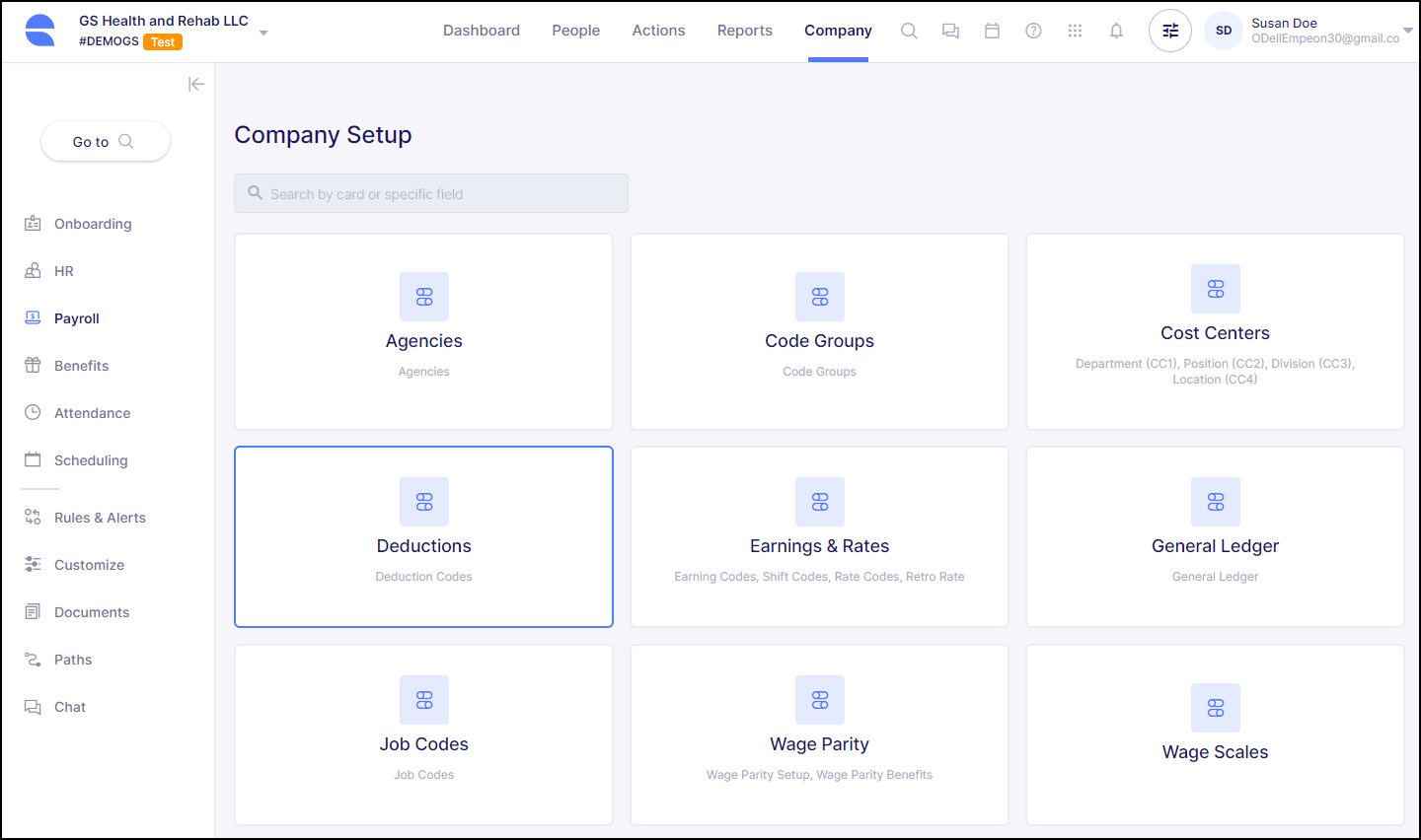 Company Deduction Code Setup