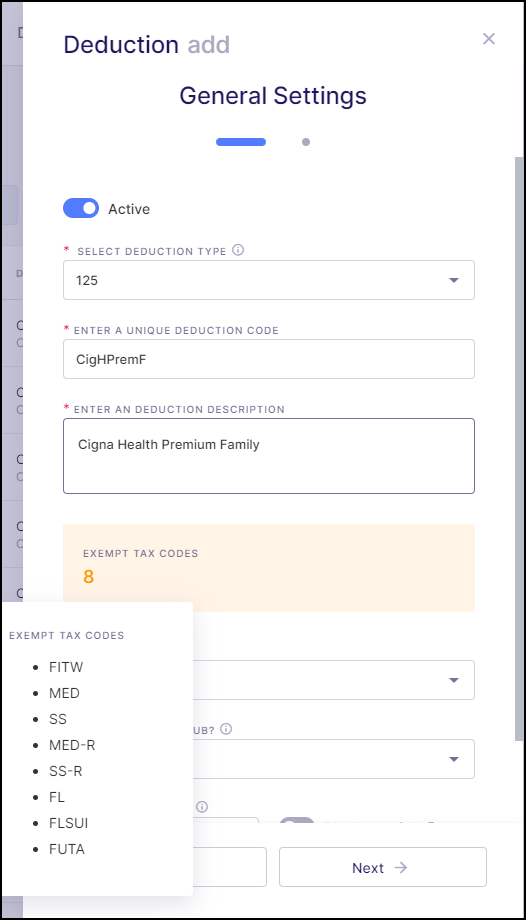Company Deduction Code Setup