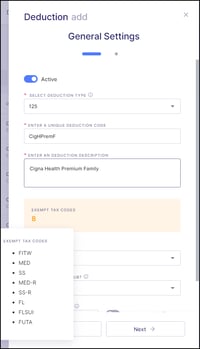 Company Deduction Code Setup