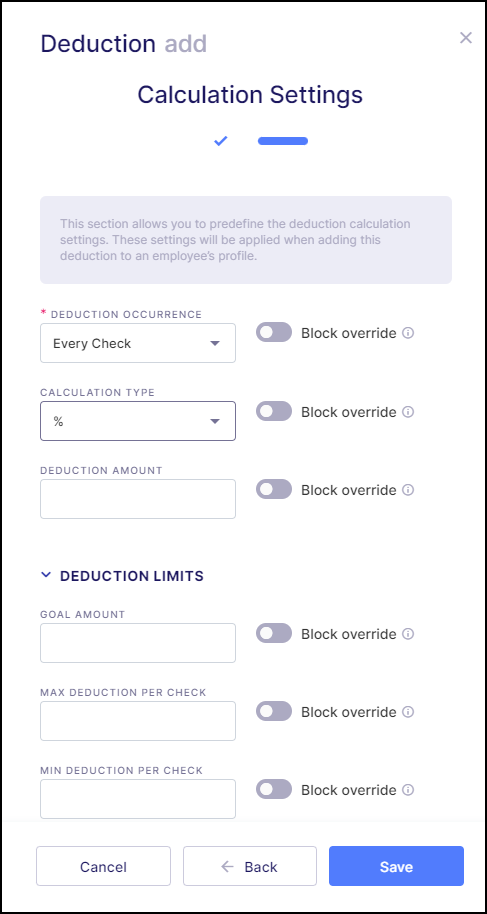 Company Deduction Code Setup