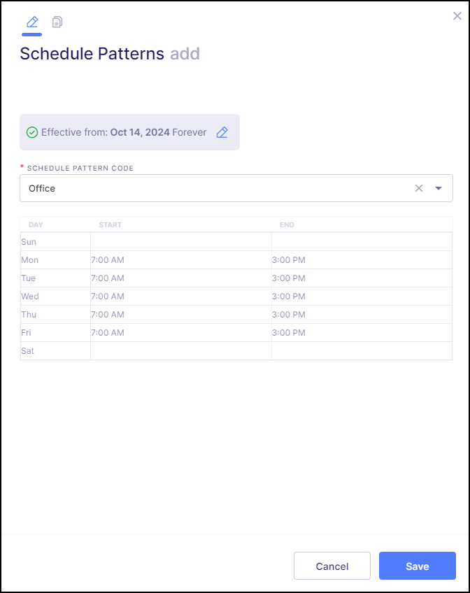 Assigning Schedule Patterns